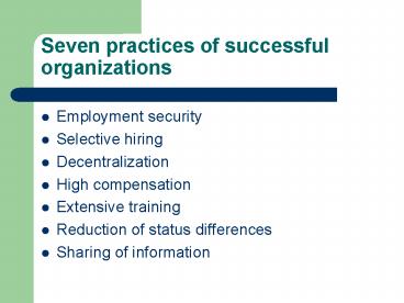 Seven practices of successful organizations presentation | free to view