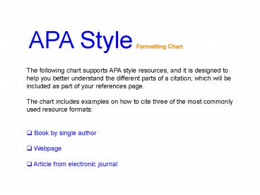 PPT – APA Style Formatting Chart PowerPoint presentation | free to ...