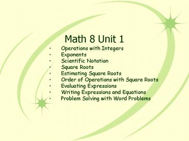 PPT – Math 8 Unit 1 PowerPoint presentation | free to view - id: 1434c4 ...