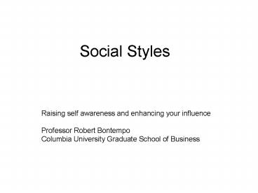 Social Styles presentation | free to view
