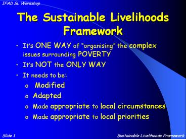 The Sustainable Livelihoods Framework presentation | free to view