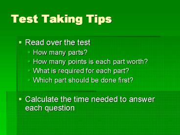PPT – Test Taking Tips PowerPoint presentation | free to view - id ...