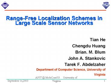 PPT – RangeFree Localization Schemes in Large Scale Sensor Networks PowerPoint presentation ...
