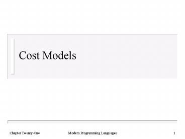 Cost Models presentation | free to view