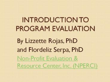 INTRODUCTION TO PROGRAM EVALUATION presentation | free to download
