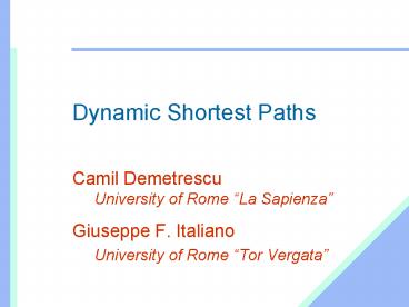 PPT – Dynamic Shortest Paths PowerPoint presentation | free to download ...