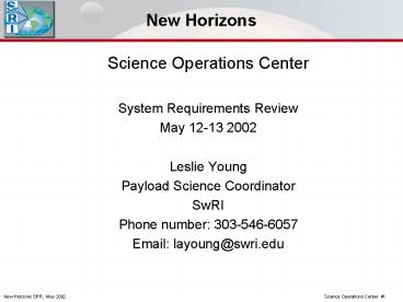 Science Operations Center presentation | free to view
