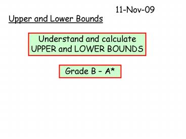 Upper and Lower Bounds presentation | free to view
