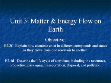 PPT – Unit 3: Matter PowerPoint presentation | free to view - id ...