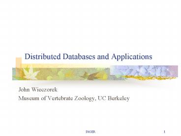 PPT – Distributed Databases and Applications PowerPoint presentation ...