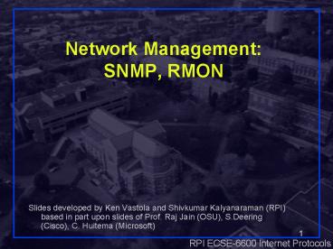 Network Management: SNMP, RMON presentation | free to view