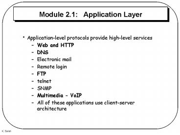 PPT – Module 2.1: Application Layer PowerPoint presentation | free to ...