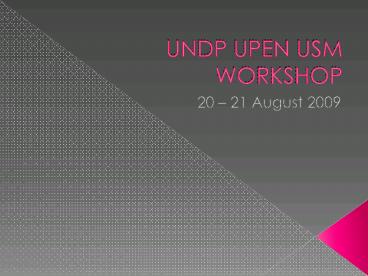UNDP UPEN USM WORKSHOP presentation | free to view