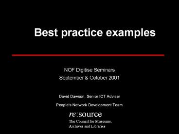 A Best practice examples presentation | free to download