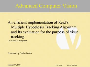 PPT – Advanced Computer Vision PowerPoint presentation | free to view ...