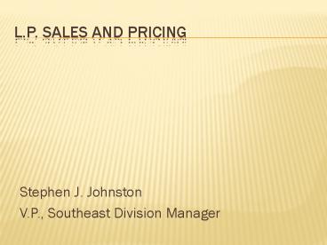 PPT – L'p' sales and pricing PowerPoint presentation | free to view ...