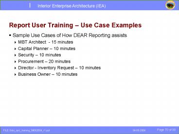 PPT – Report User Training Use Case Examples PowerPoint presentation ...