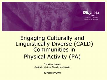 Engaging Culturally and Linguistically Diverse CALD Communities in ...
