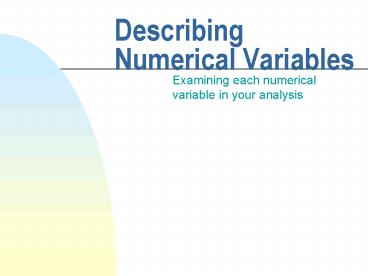 PPT – Describing Numerical Variables PowerPoint presentation | free to ...