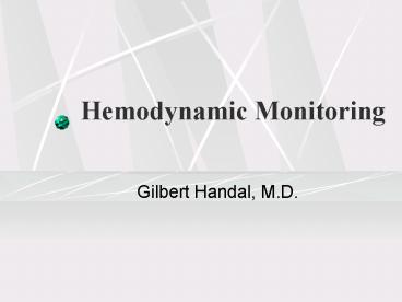 Hemodynamic Monitoring presentation | free to view