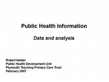 PPT – Public Health Information PowerPoint presentation | free to view ...