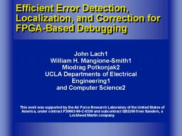 Efficient Error Detection, Localization, and Correction for FPGABased ...