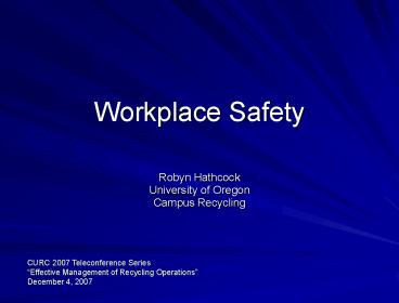 PPT – Workplace Safety PowerPoint presentation | free to view - id ...