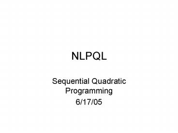 NLPQL presentation | free to view