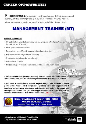 MANAGEMENT TRAINEE (MT) presentation | free to download