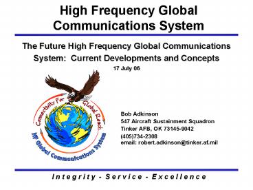 The Future High Frequency Global Communications System: Current ...