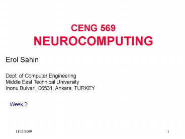 CENG 569 NEUROCOMPUTING presentation | free to view