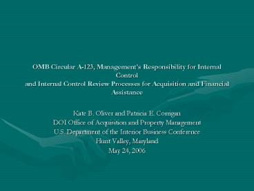 OMB Circular A-123, Management presentation | free to view