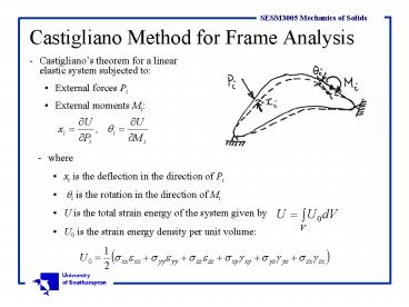 Castigliano Method for Frame Analysis presentation | free to view
