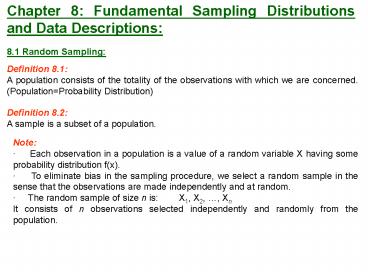 Chapter 8: Fundamental Sampling Distributions and Data Descriptions ...