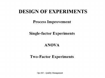 DESIGN OF EXPERIMENTS presentation | free to view