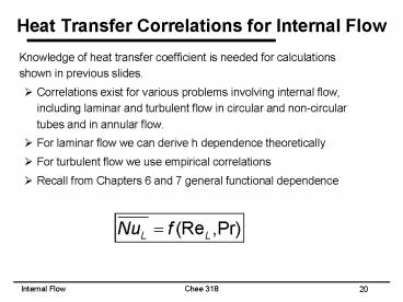 Heat Transfer Correlations for Internal Flow presentation | free to view
