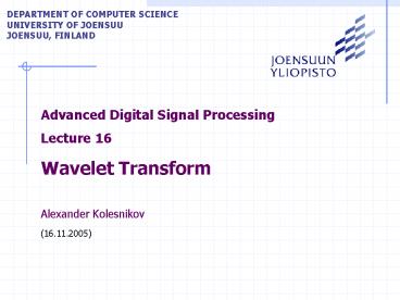 Advanced Digital Signal Processing presentation | free to view
