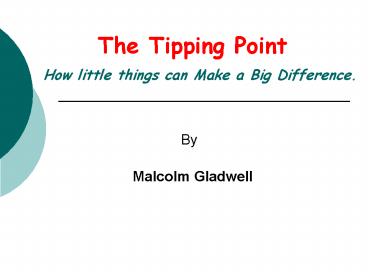 The Tipping Point presentation | free to view