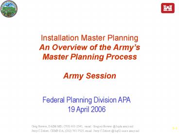 Installation Master Planning An Overview of the Armys Master Planning ...