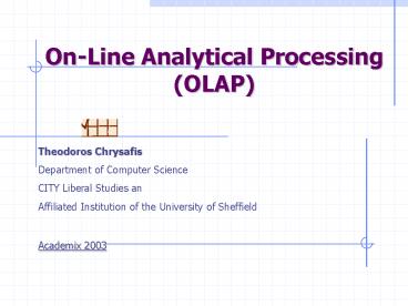On-Line Analytical Processing (OLAP) presentation | free to view