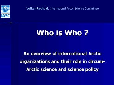 Who is Who presentation | free to view