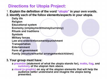 PPT – Directions for Utopia Project: PowerPoint presentation | free to ...