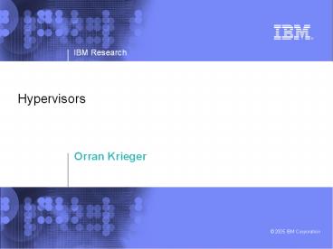 Hypervisors presentation | free to view