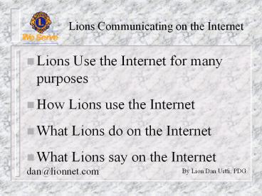 PPT – Lions Communicating on the Internet PowerPoint presentation ...