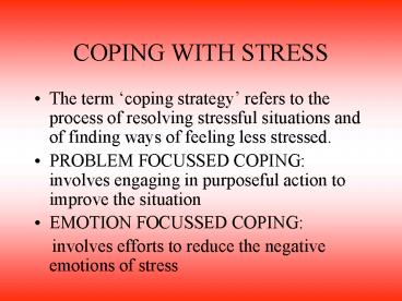 COPING WITH STRESS presentation | free to view