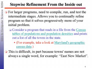 PPT – Stepwise Refinement From the Inside out PowerPoint presentation ...