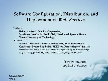 Software Configuration, Distribution, and Deployment of WebServices ...