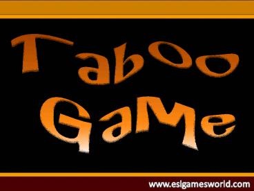 Taboo presentation | free to download