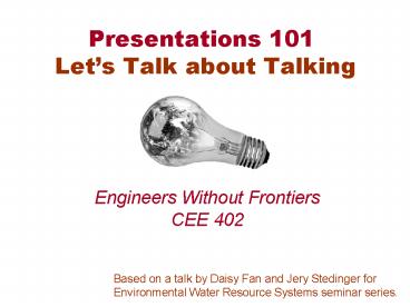 Presentations 101 Lets Talk about Talking presentation | free to view