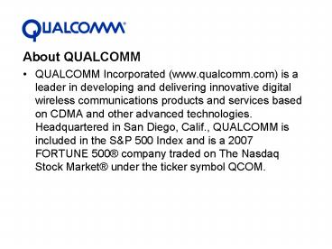 About QUALCOMM presentation | free to view